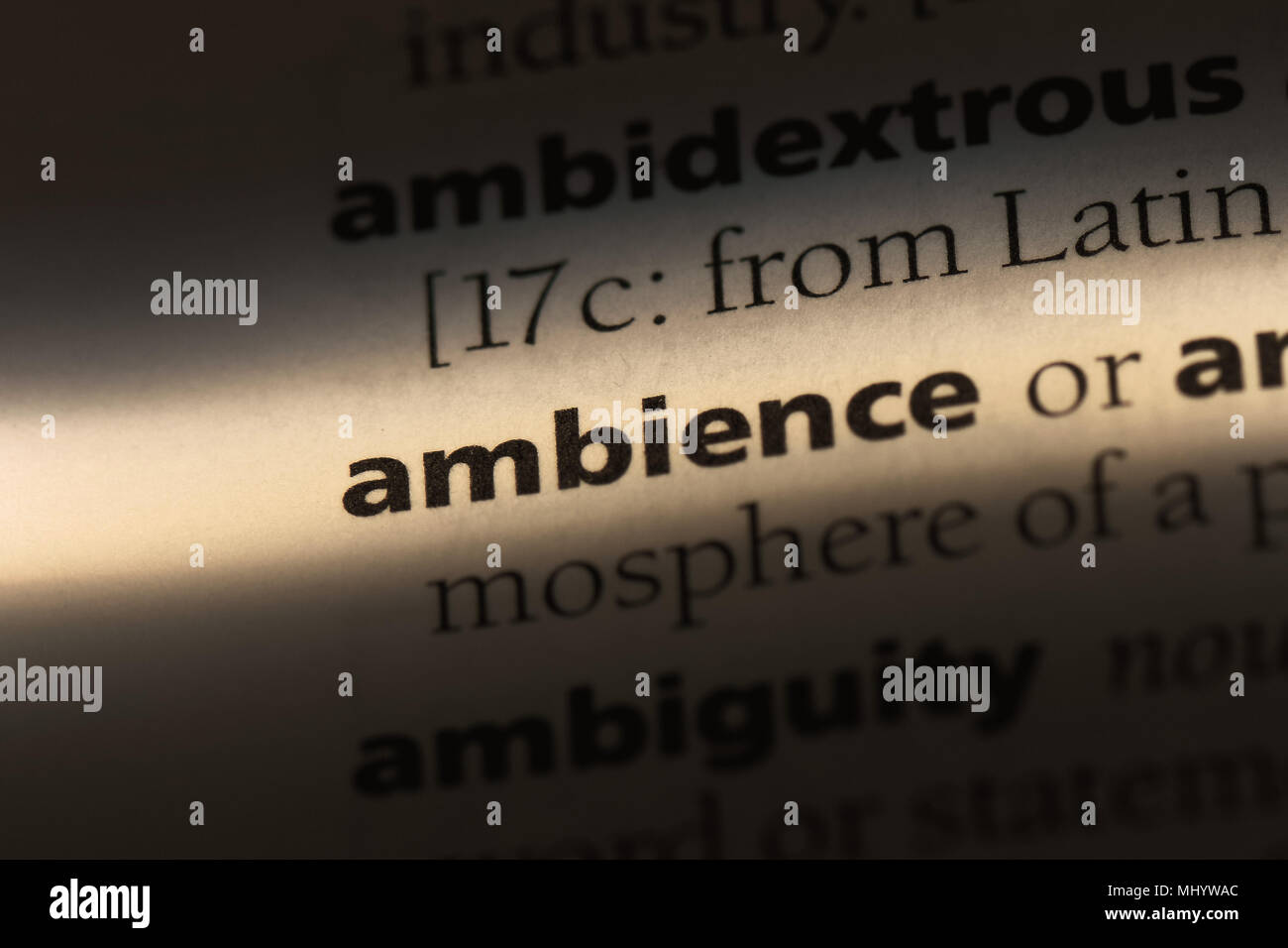 ambience word in a dictionary. ambience concept Stock Photo - Alamy