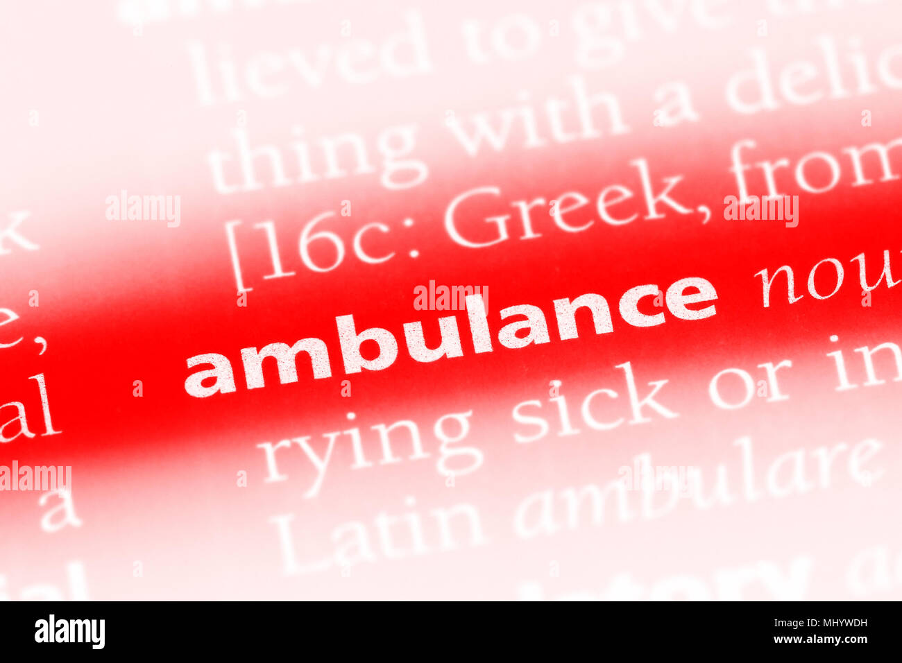 ambulance word in a dictionary. ambulance concept Stock Photo - Alamy