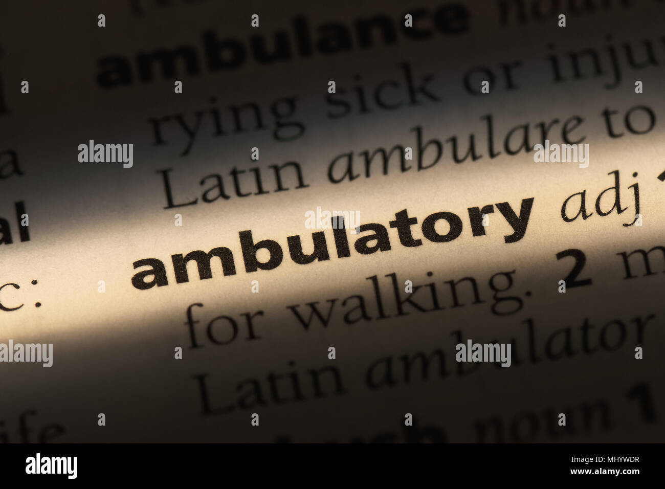 ambulatory word in a dictionary. ambulatory concept Stock Photo - Alamy