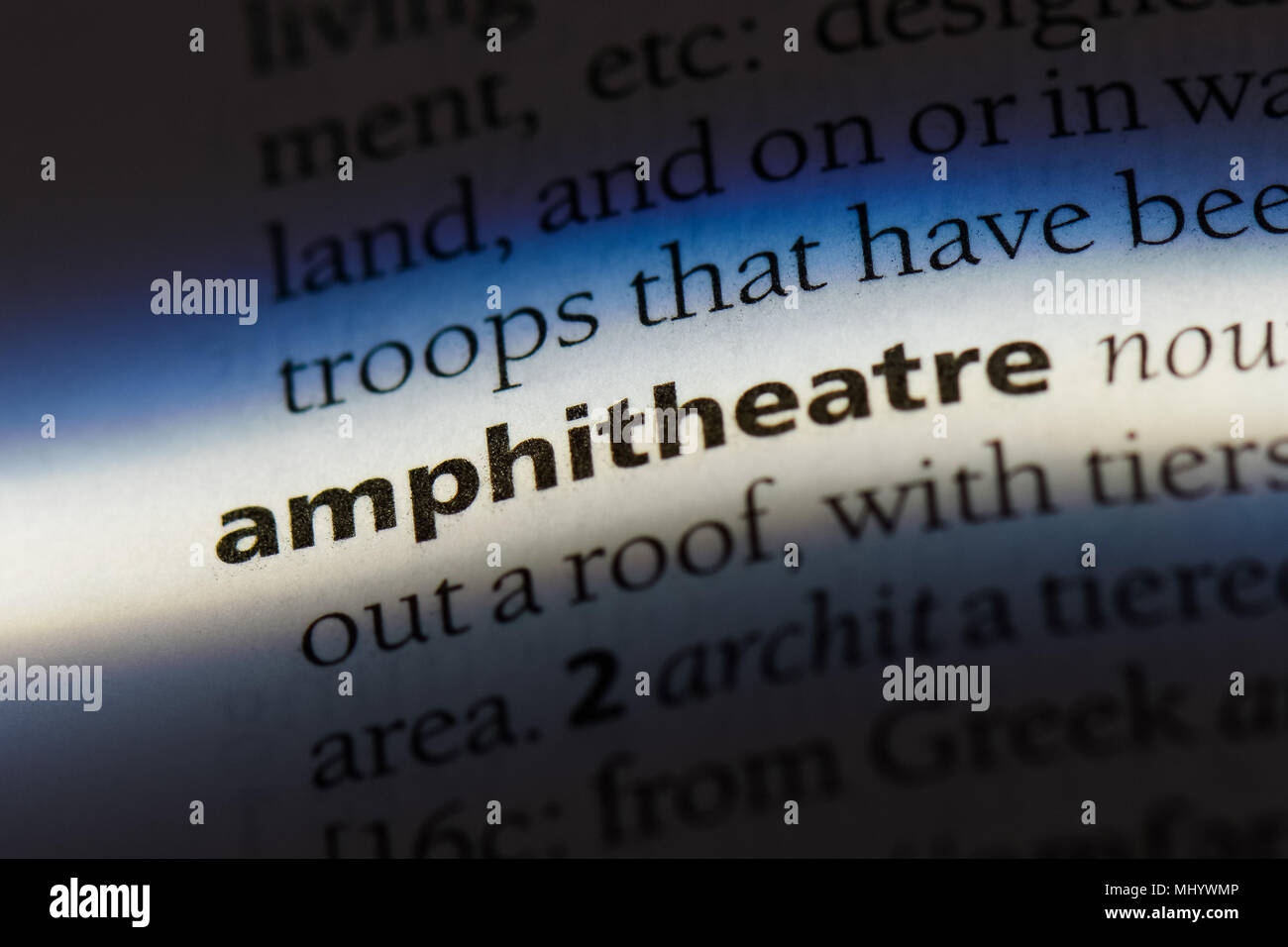 amphitheatre word in a dictionary. amphitheatre concept Stock Photo - Alamy