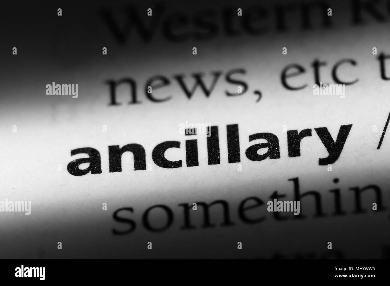 ancillary word in a dictionary. ancillary concept Stock Photo - Alamy