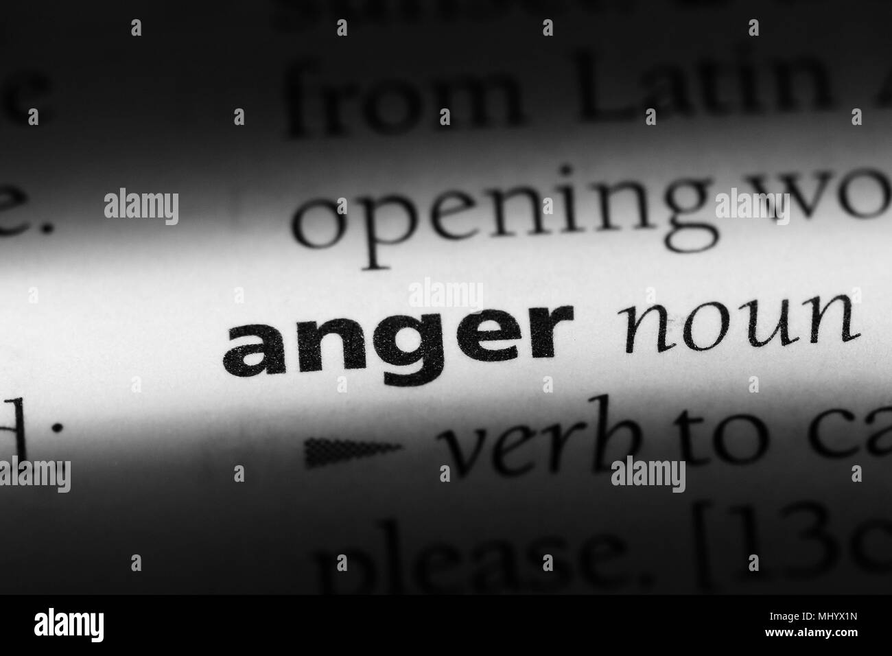 anger word in a dictionary. anger concept Stock Photo - Alamy