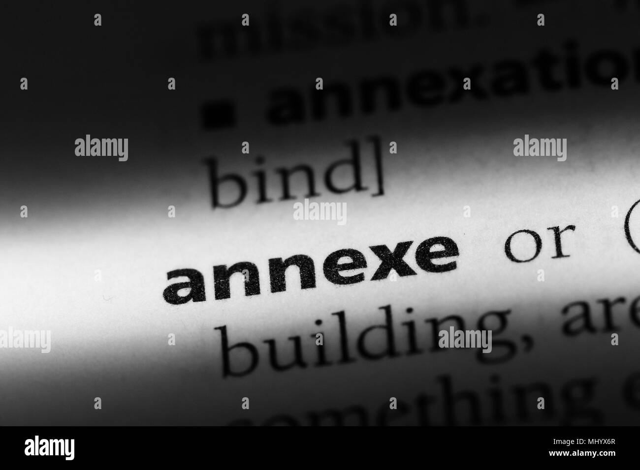 annexe word in a dictionary. annexe concept Stock Photo - Alamy