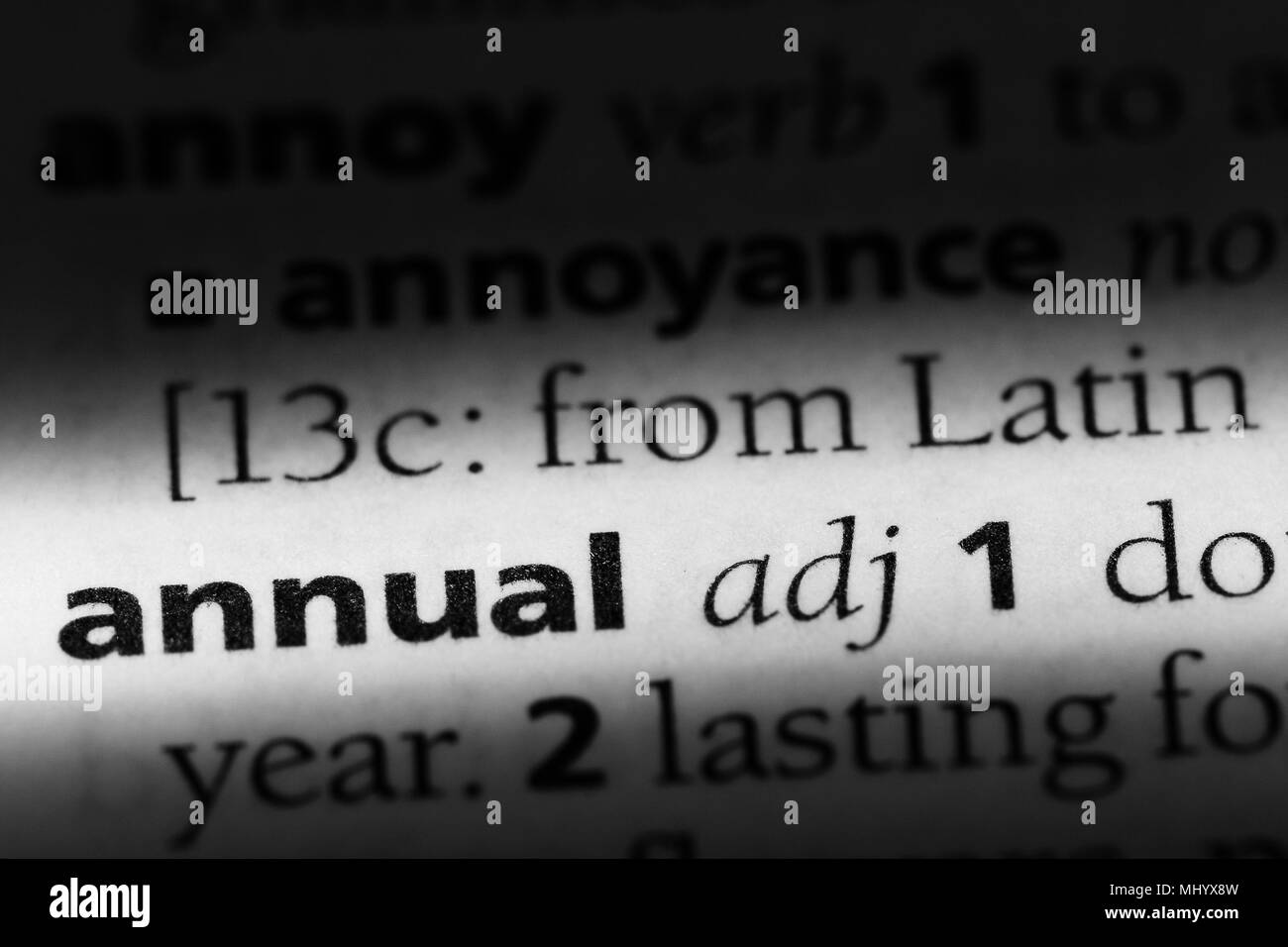annual word in a dictionary. annual concept Stock Photo - Alamy