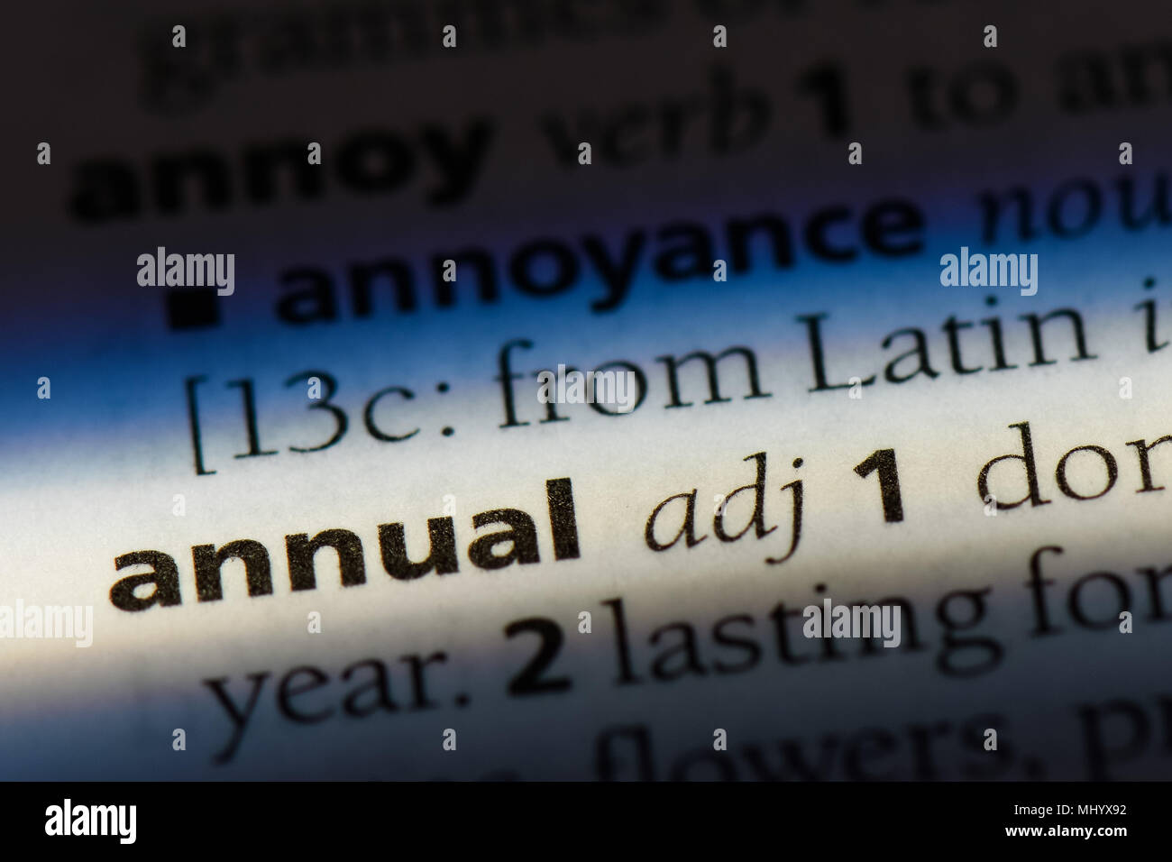 annual word in a dictionary. annual concept Stock Photo - Alamy