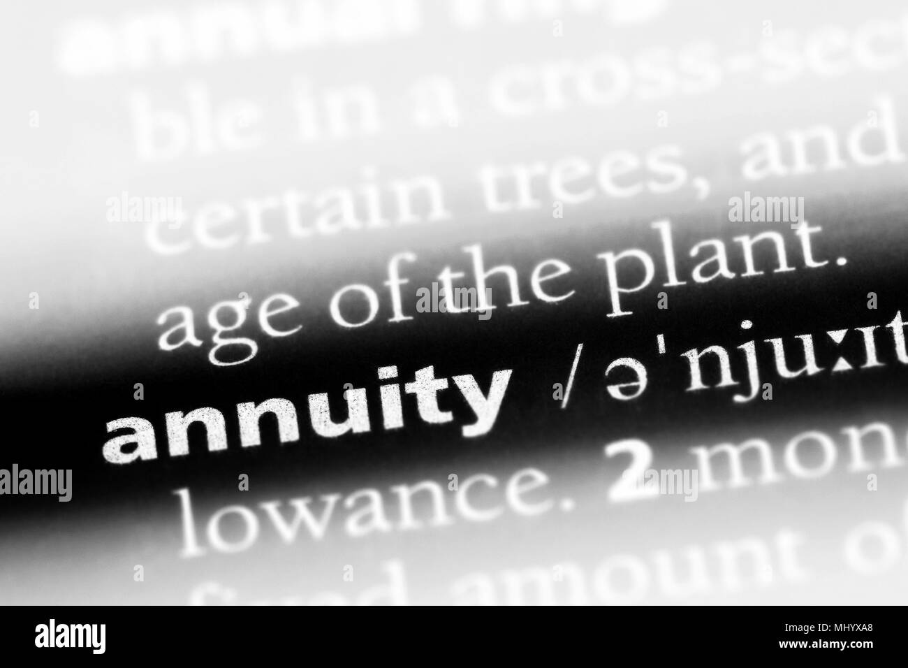 annuity word in a dictionary. annuity concept Stock Photo - Alamy