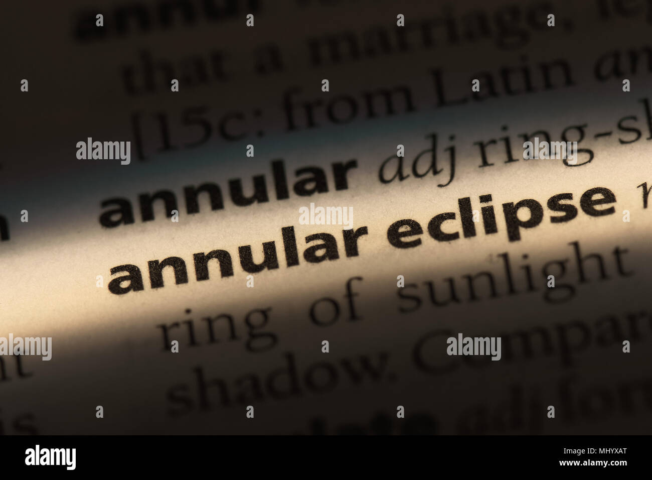 annular eclipse word in a dictionary. annular eclipse concept Stock ...
