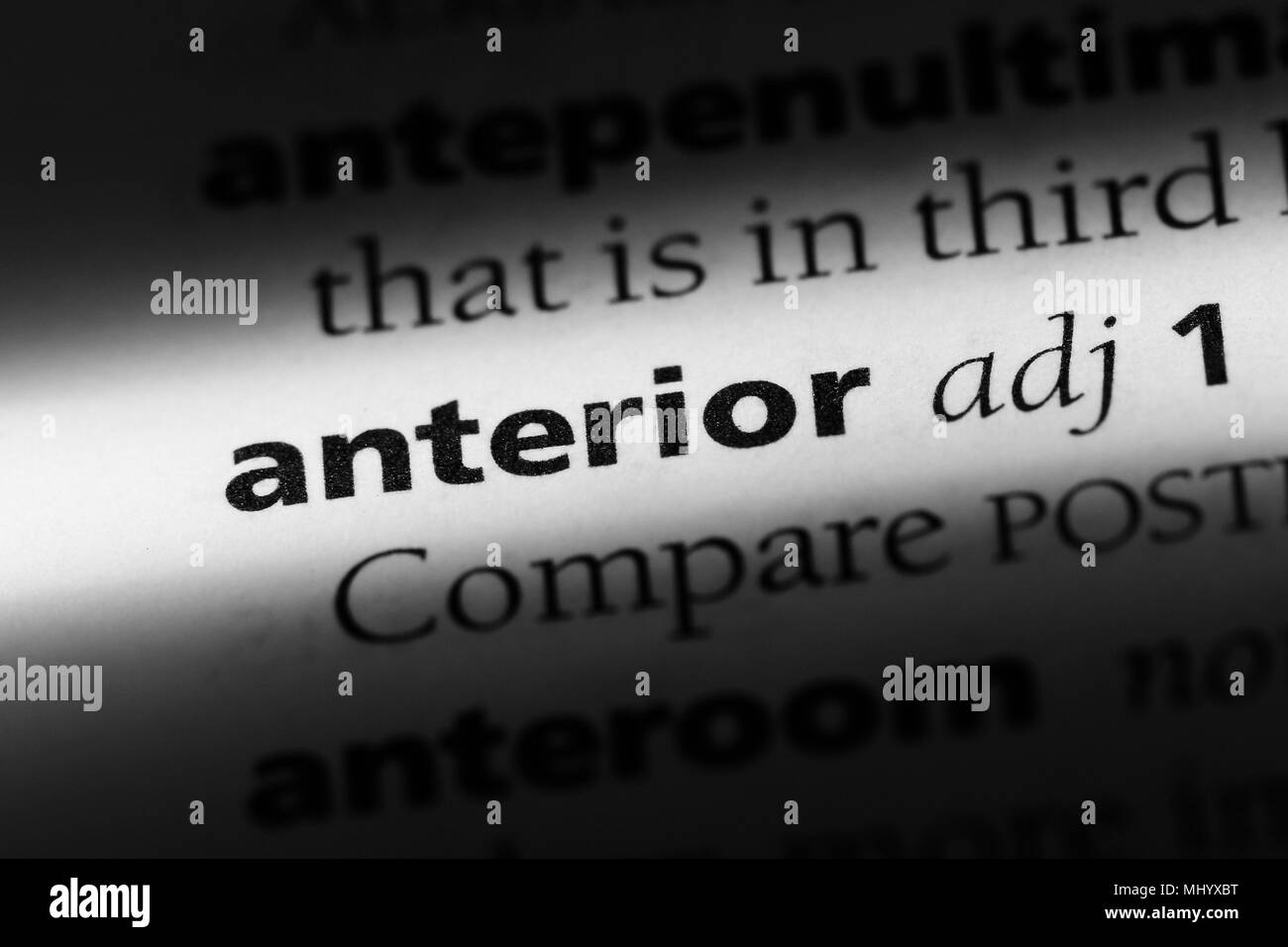 anterior word in a dictionary. anterior concept Stock Photo - Alamy