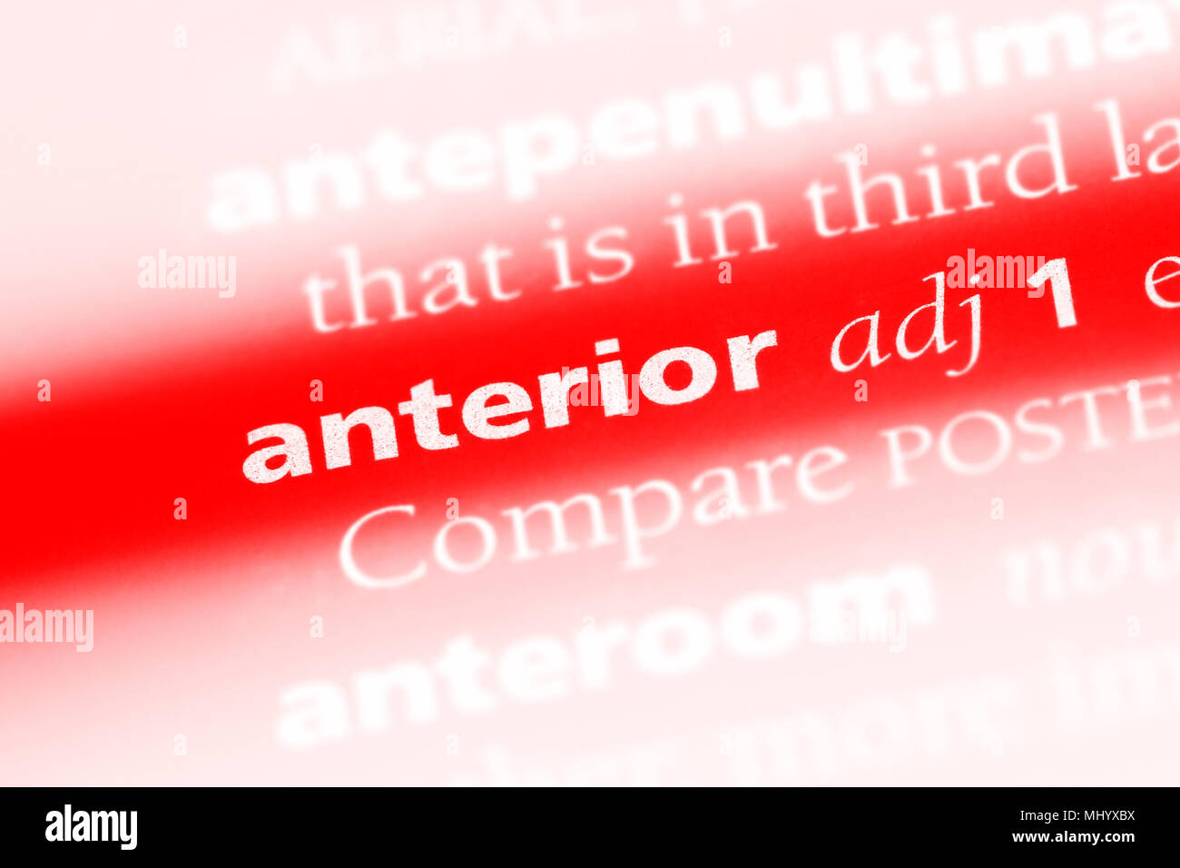 anterior word in a dictionary. anterior concept Stock Photo - Alamy