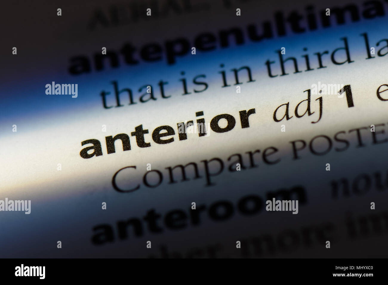 anterior word in a dictionary. anterior concept Stock Photo - Alamy