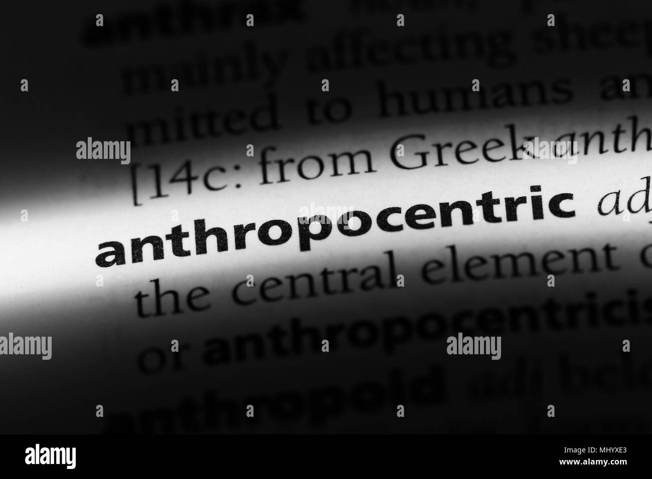 anthropocentric word in a dictionary. anthropocentric concept Stock ...