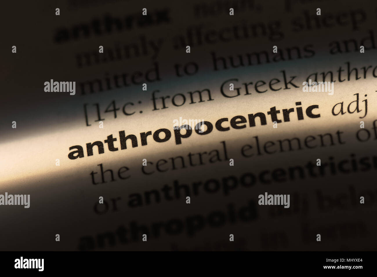 anthropocentric word in a dictionary. anthropocentric concept Stock ...