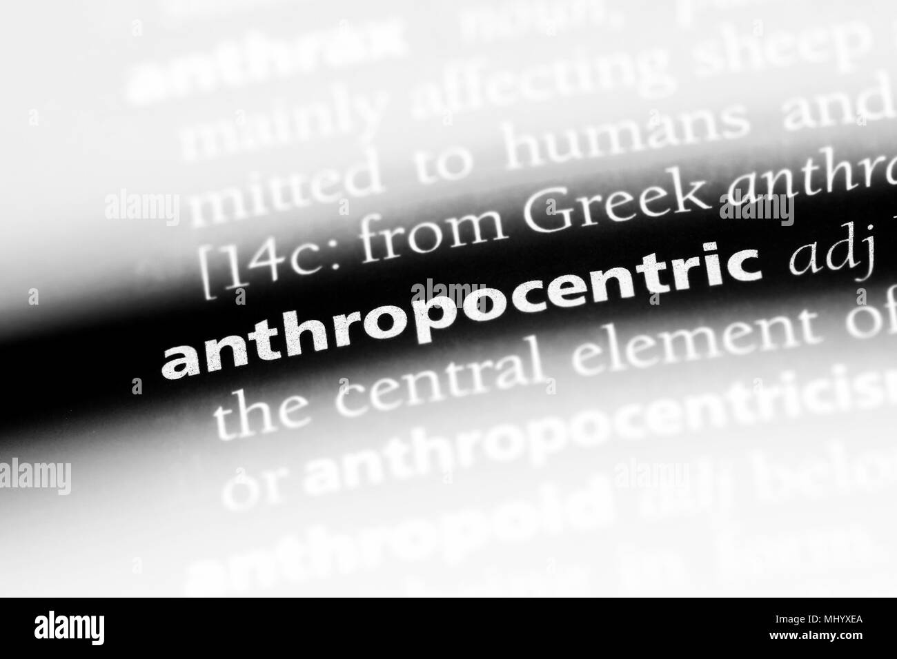 anthropocentric word in a dictionary. anthropocentric concept Stock ...