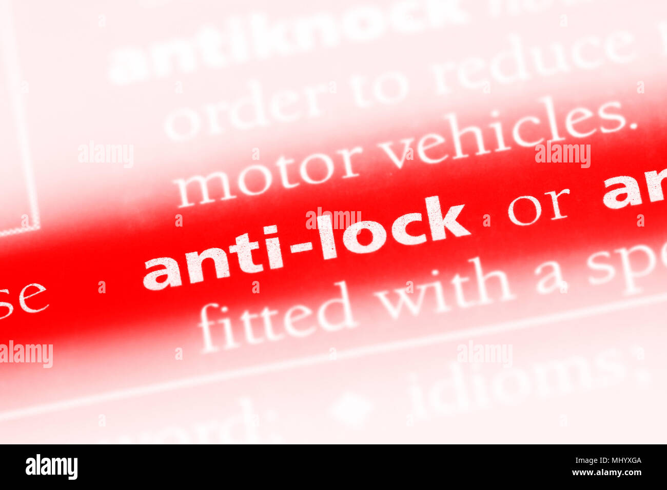 anti-lock word in a dictionary. anti-lock concept Stock Photo - Alamy