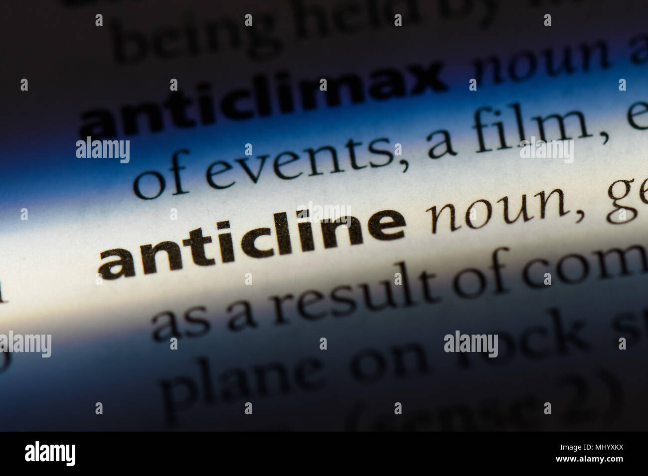 anticline word in a dictionary. anticline concept Stock Photo - Alamy