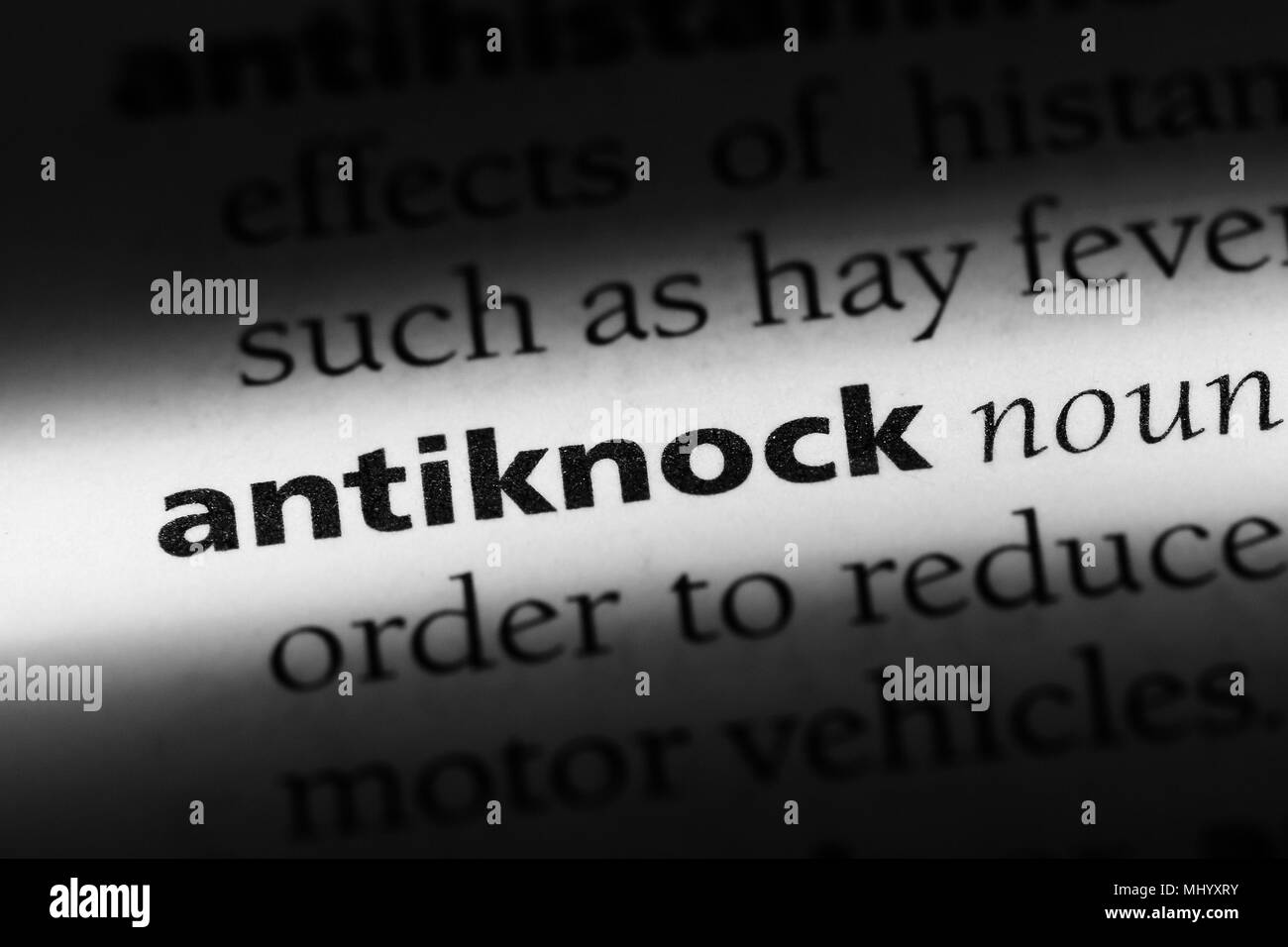 antiknock word in a dictionary. antiknock concept Stock Photo - Alamy