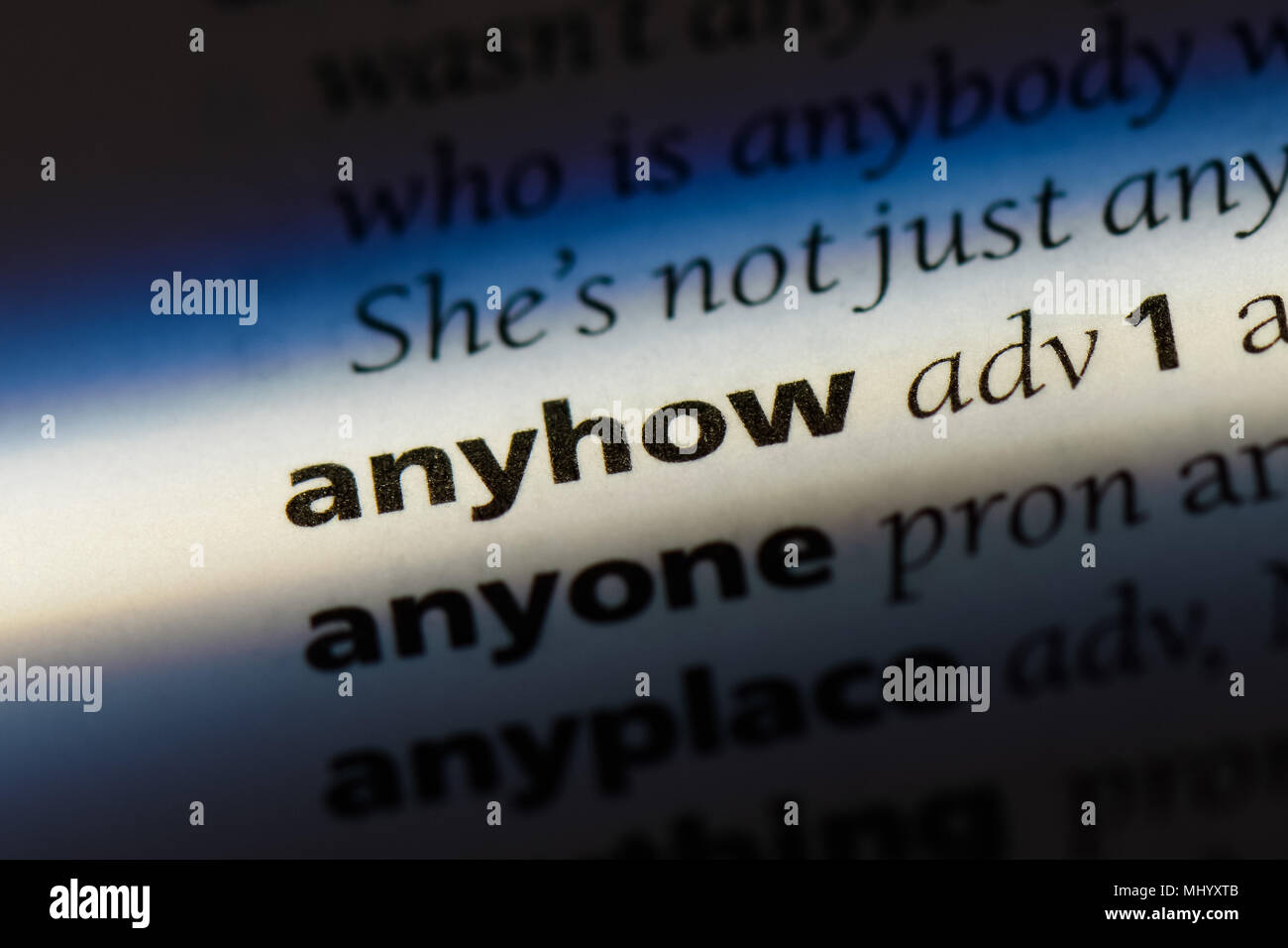 anyhow word in a dictionary. anyhow concept Stock Photo - Alamy