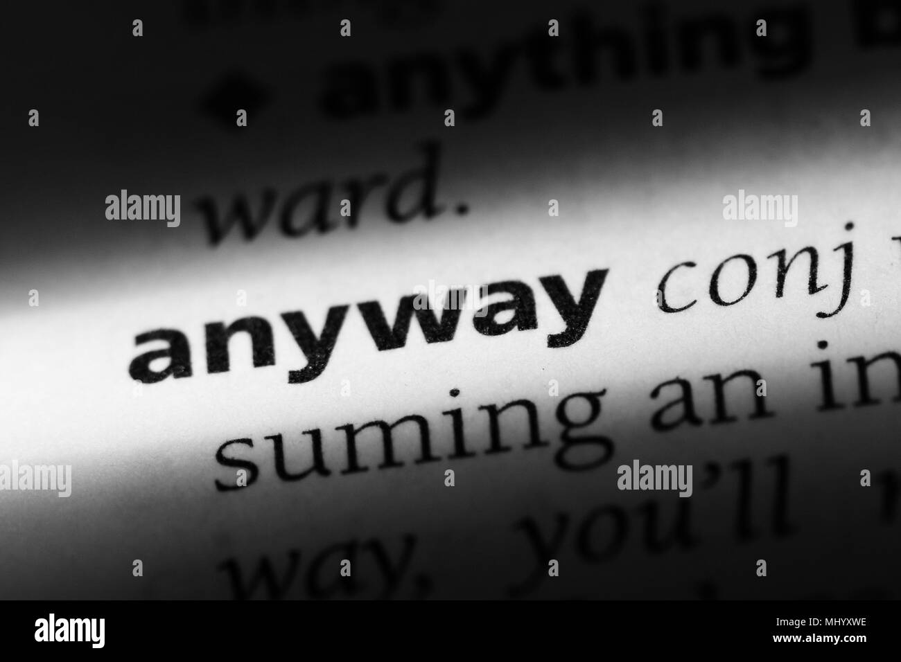 anyway word in a dictionary. anyway concept Stock Photo - Alamy