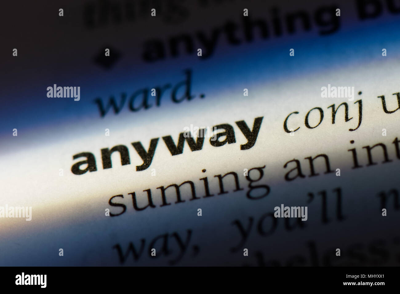 anyway word in a dictionary. anyway concept Stock Photo - Alamy