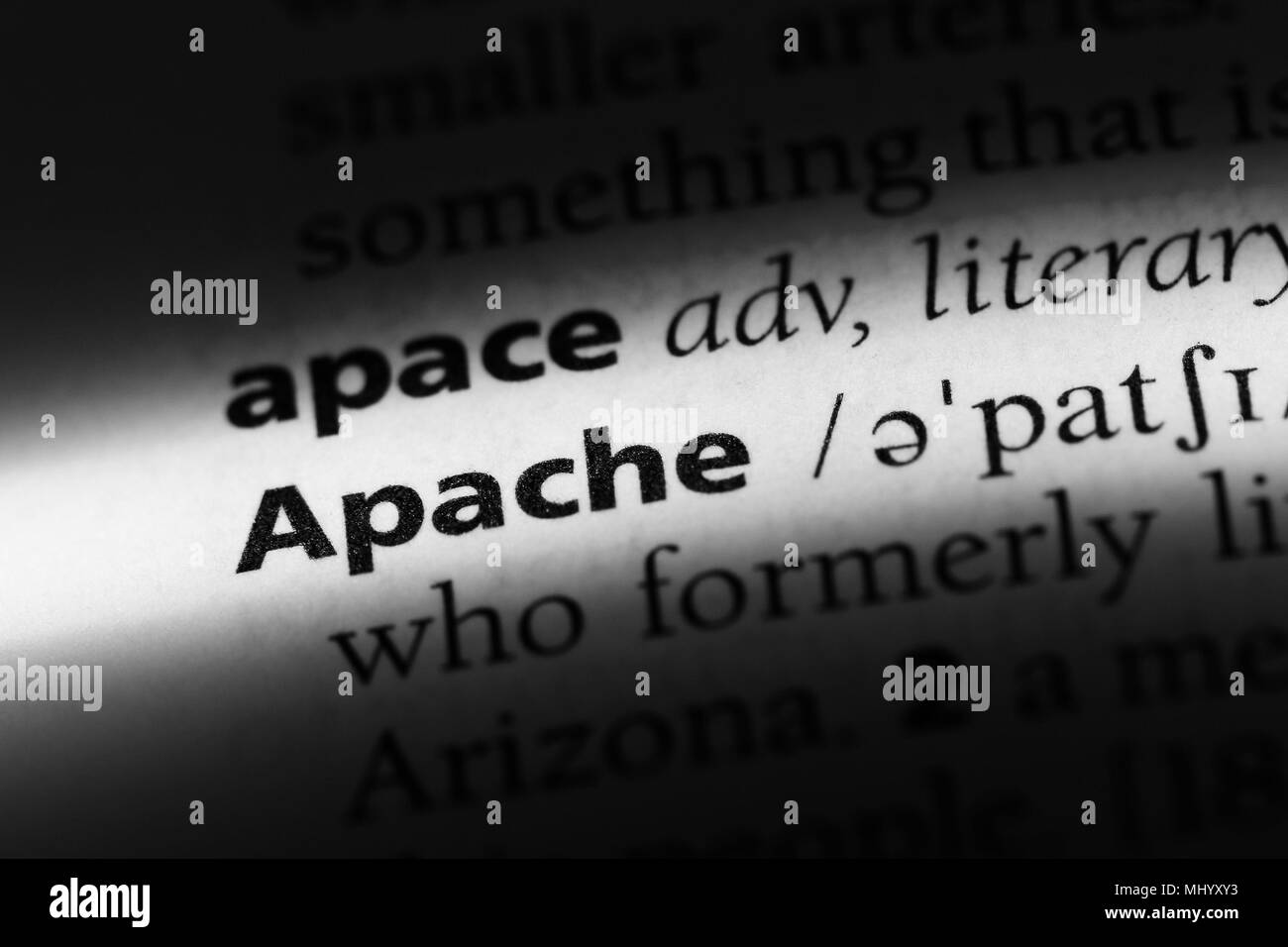 apache word in a dictionary. apache concept Stock Photo - Alamy