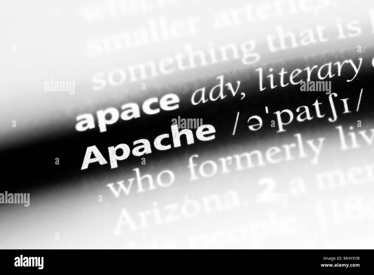 apache word in a dictionary. apache concept Stock Photo - Alamy