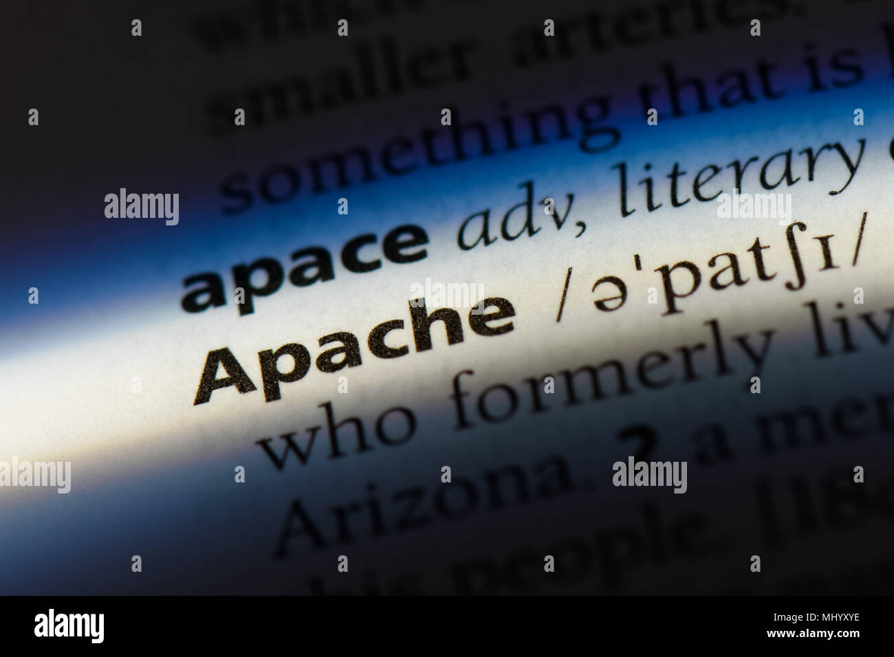 apache word in a dictionary. apache concept Stock Photo - Alamy