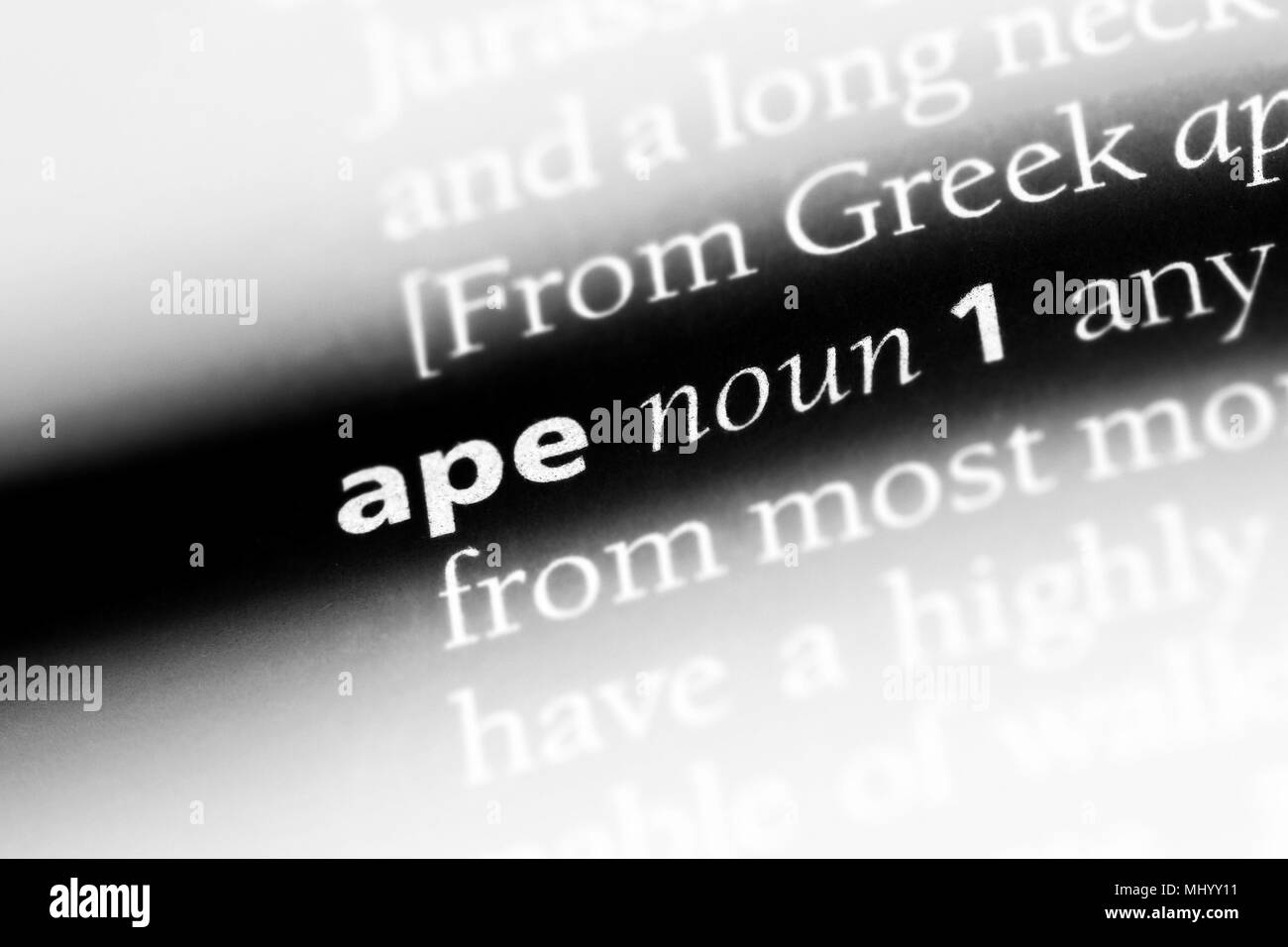 ape word in a dictionary. ape concept Stock Photo - Alamy