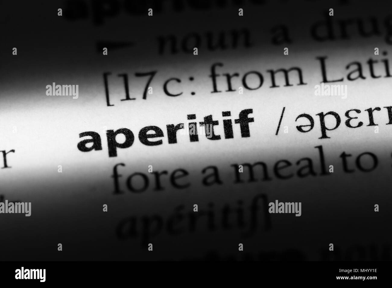 aperitif word in a dictionary. aperitif concept Stock Photo - Alamy
