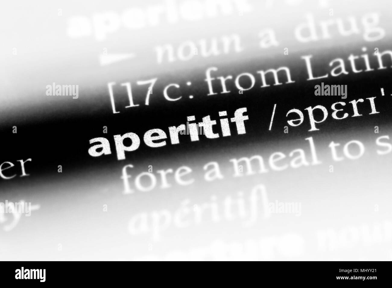 aperitif word in a dictionary. aperitif concept Stock Photo - Alamy