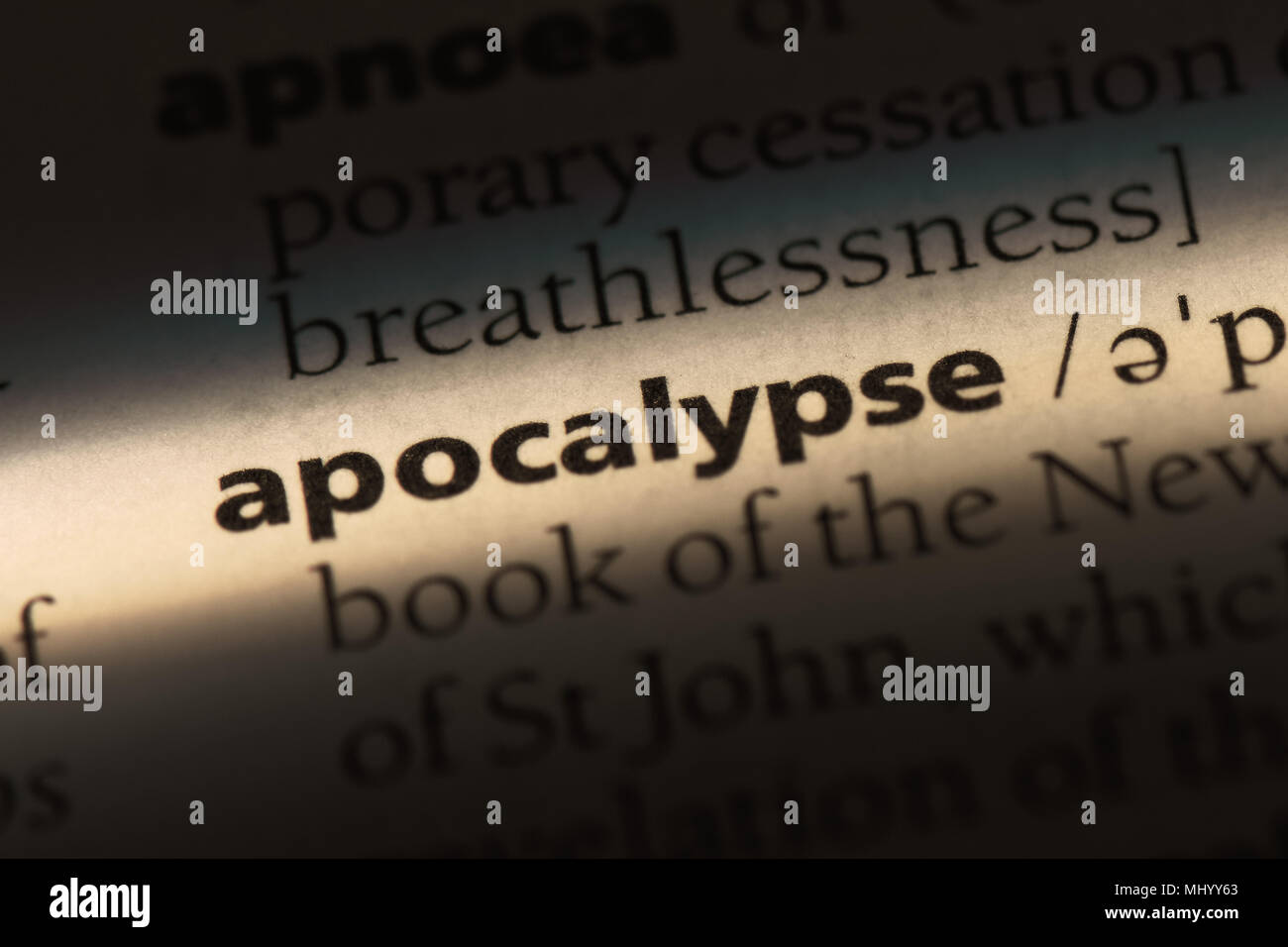 apocalypse word in a dictionary. apocalypse concept Stock Photo - Alamy