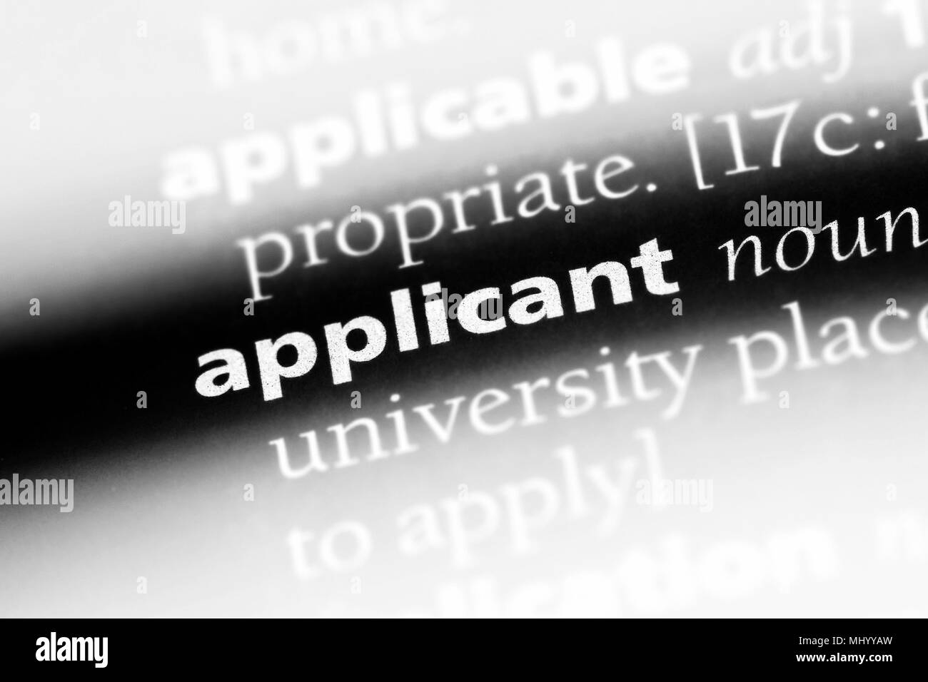 applicant word in a dictionary. applicant concept Stock Photo - Alamy