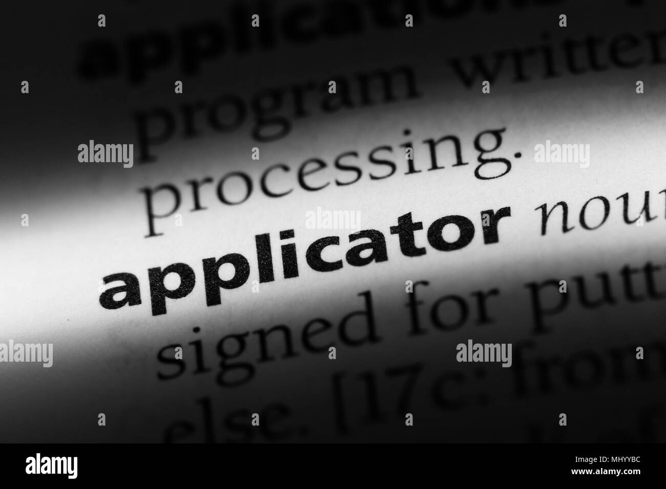 applicator word in a dictionary. applicator concept Stock Photo - Alamy