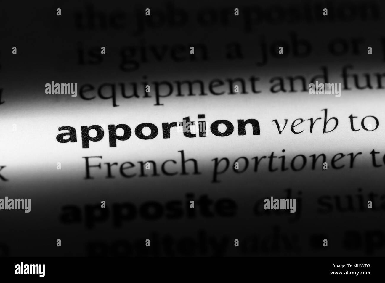 apportion word in a dictionary. apportion concept Stock Photo - Alamy