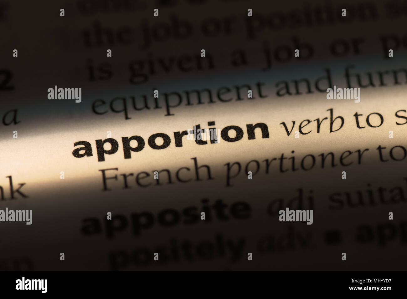 apportion word in a dictionary. apportion concept Stock Photo - Alamy