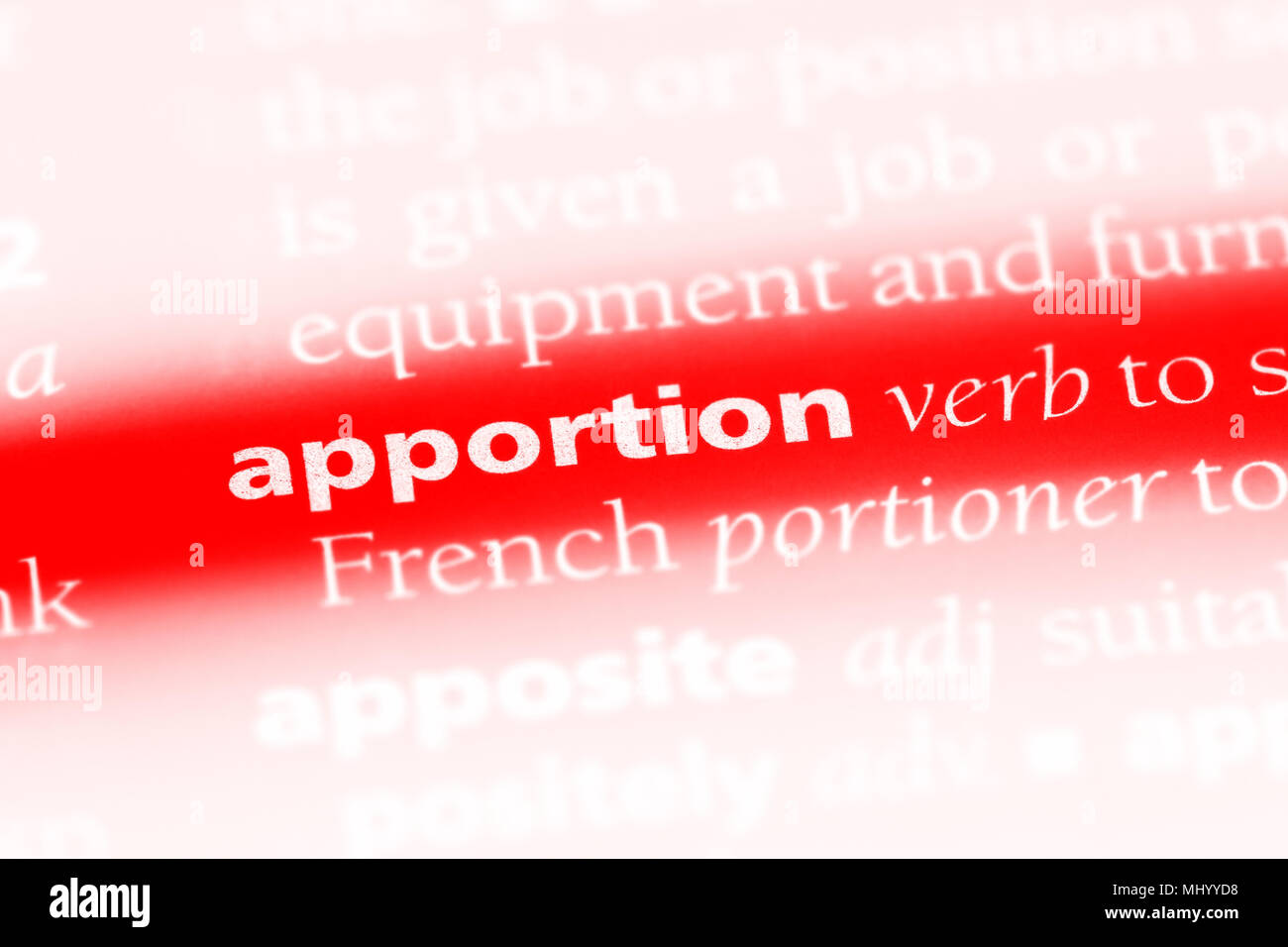 apportion word in a dictionary. apportion concept Stock Photo - Alamy