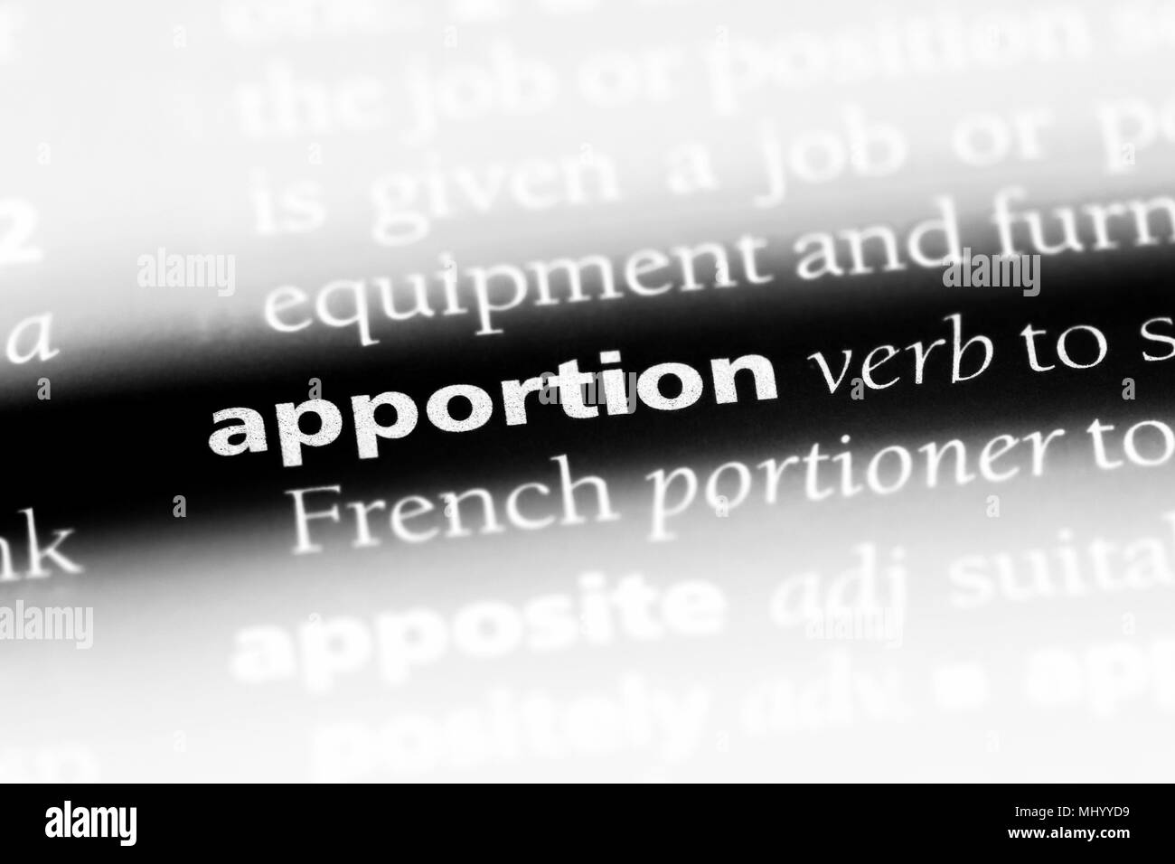 apportion word in a dictionary. apportion concept Stock Photo - Alamy