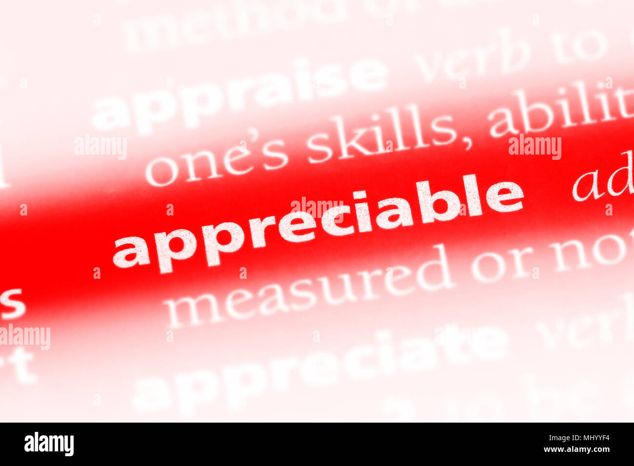 appreciable word in a dictionary. appreciable concept Stock Photo - Alamy