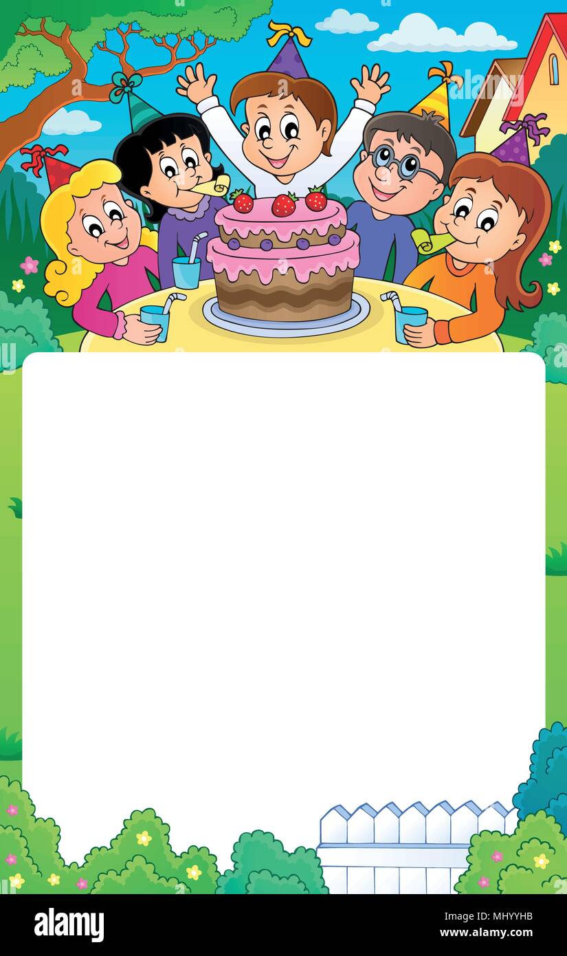 Kids party topic frame 3 - eps10 vector illustration Stock Vector Image ...