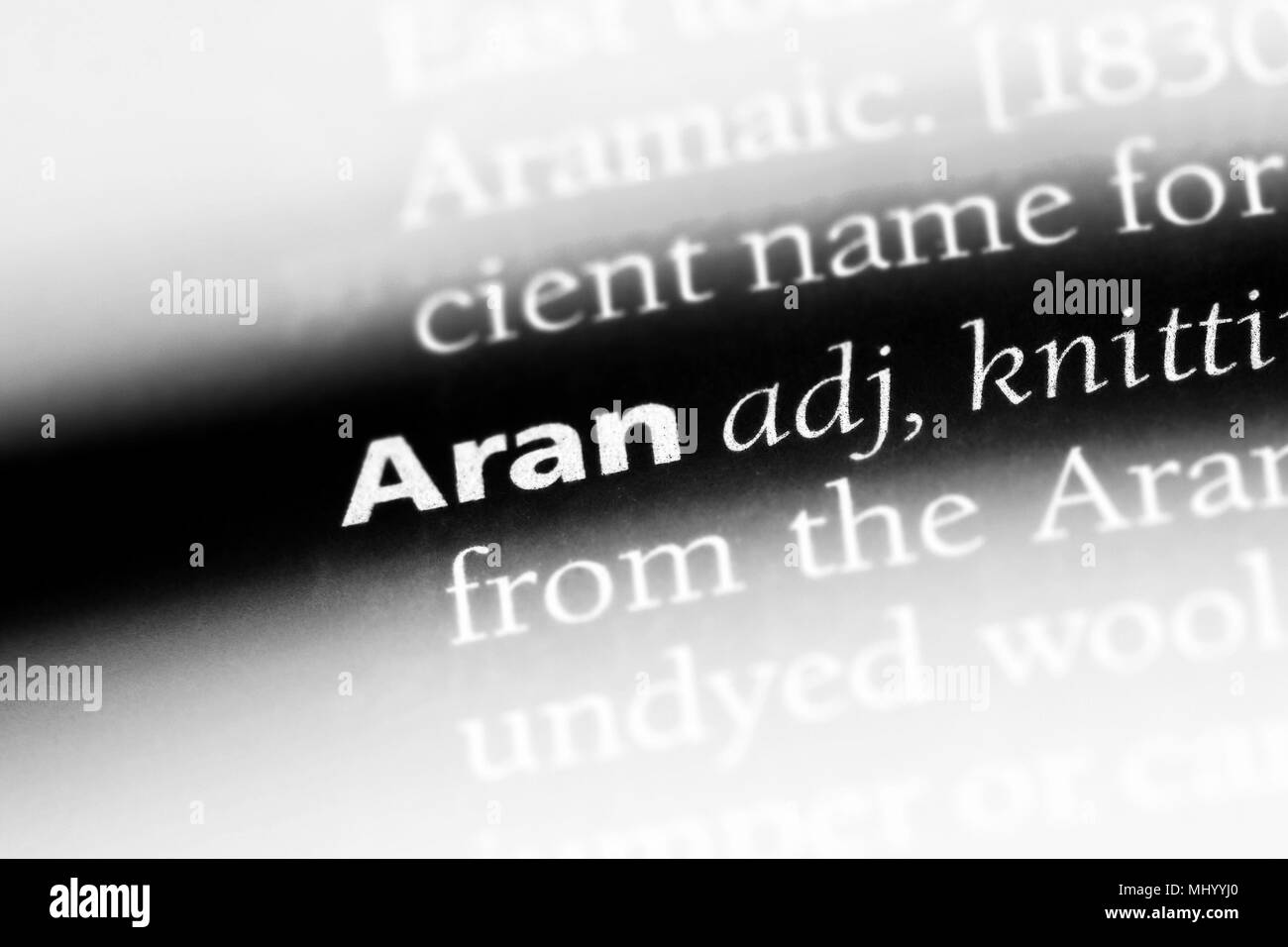 aran word in a dictionary. aran concept Stock Photo - Alamy