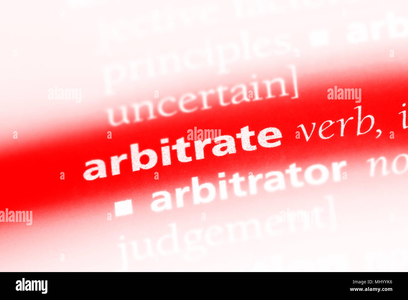 arbitrate word in a dictionary. arbitrate concept Stock Photo - Alamy