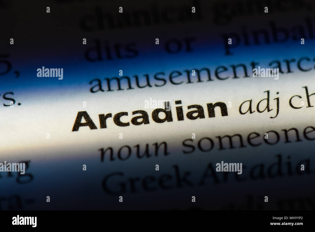 arcadian word in a dictionary. arcadian concept Stock Photo - Alamy