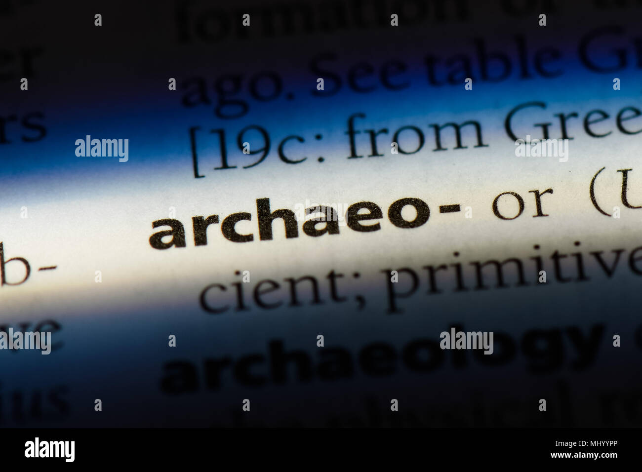archaeo word in a dictionary. archaeo concept Stock Photo - Alamy