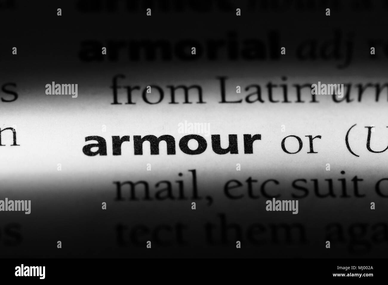 armour word in a dictionary. armour concept Stock Photo - Alamy