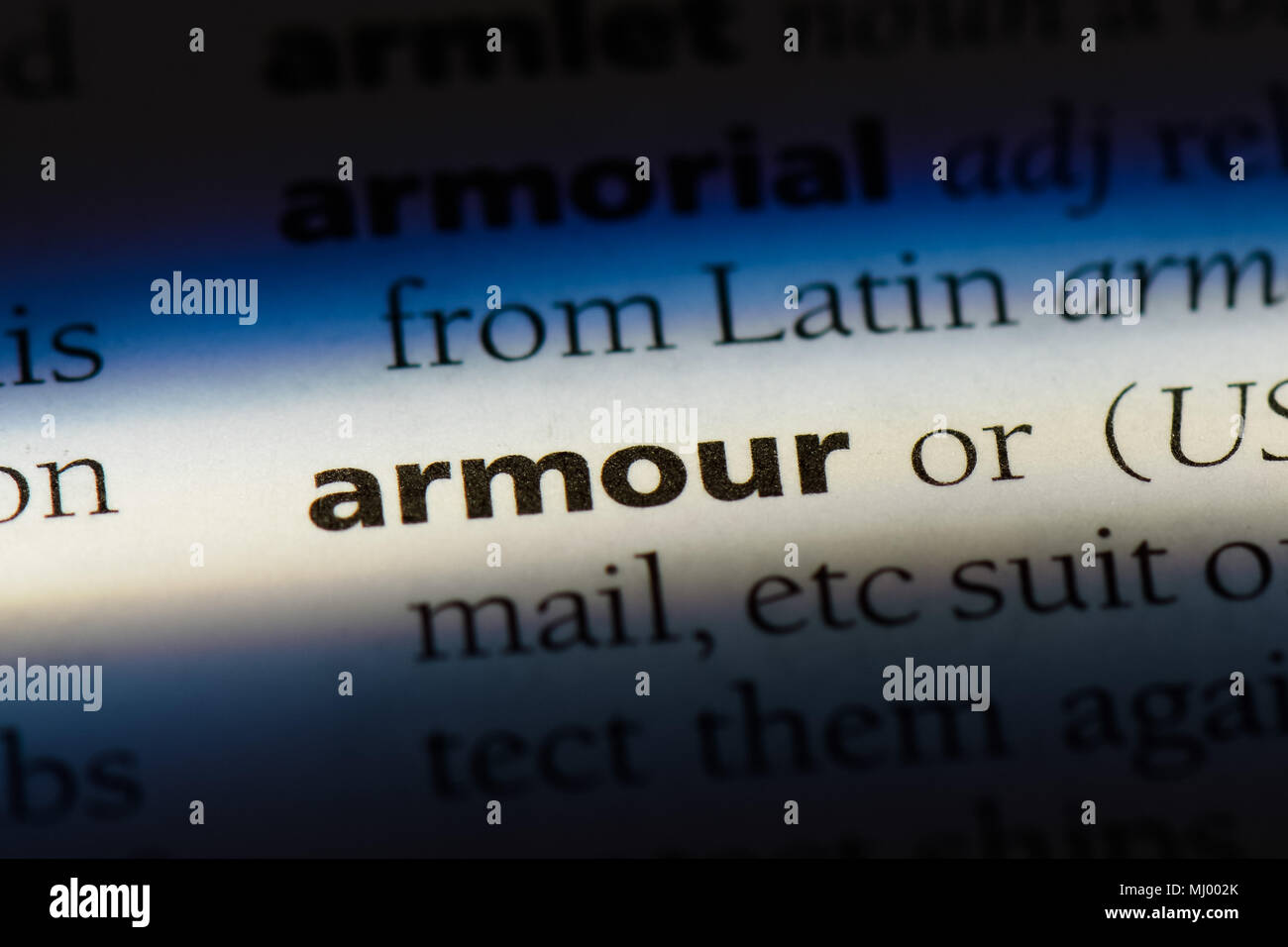 armour word in a dictionary. armour concept Stock Photo - Alamy