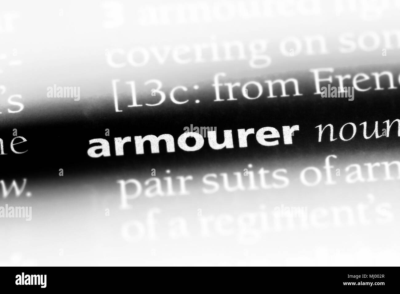 armourer word in a dictionary. armourer concept Stock Photo - Alamy