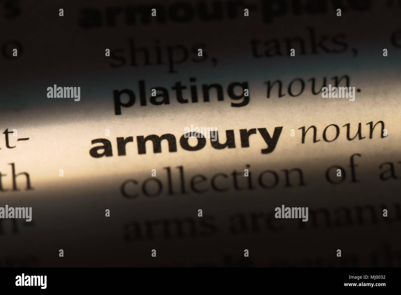 armoury word in a dictionary. armoury concept Stock Photo - Alamy