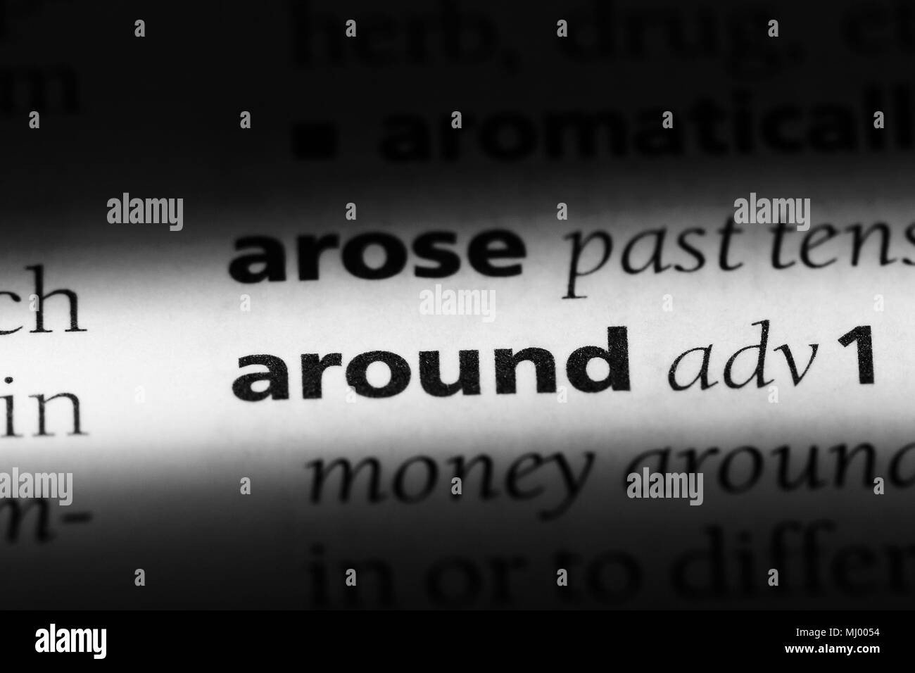 around word in a dictionary. around concept Stock Photo - Alamy