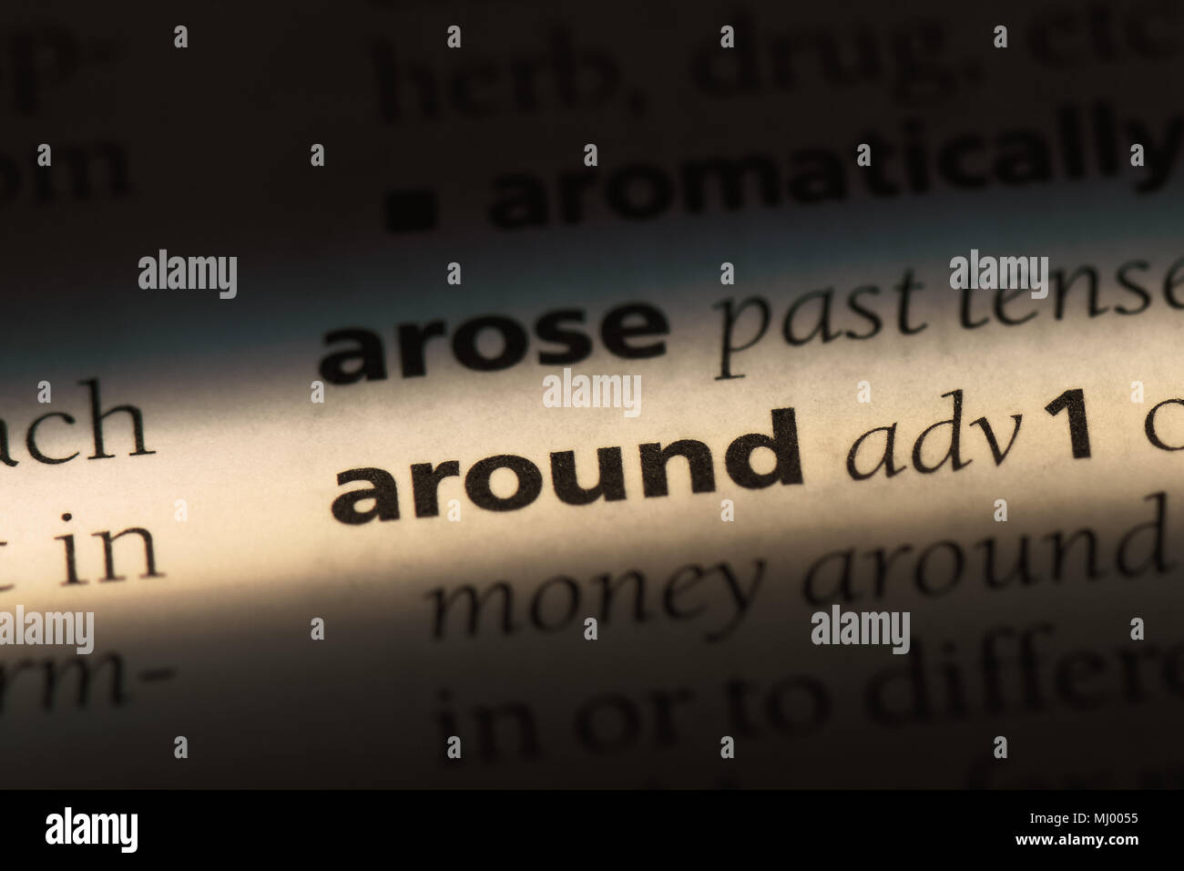 around word in a dictionary. around concept Stock Photo - Alamy