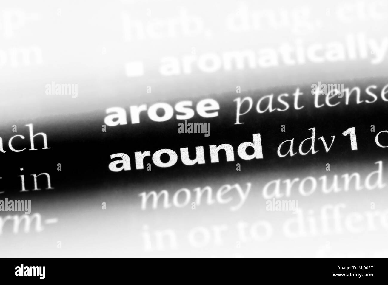 around word in a dictionary. around concept Stock Photo - Alamy