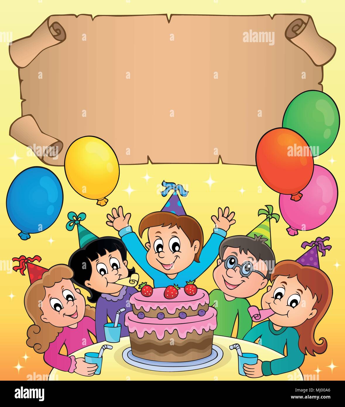 Small parchment with kids party topic 3 - eps10 vector illustration ...